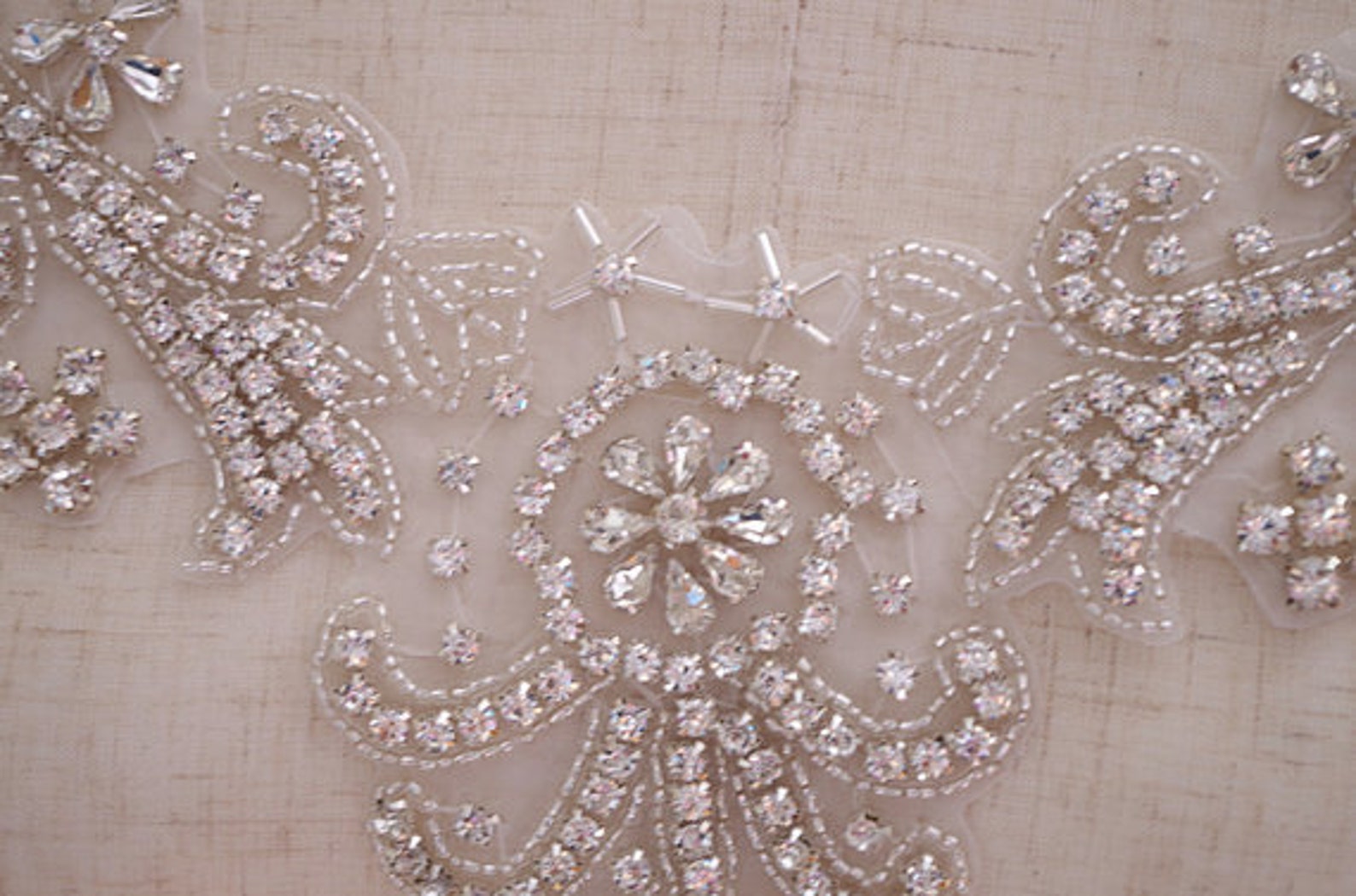 Rhinestone Bridal Collar Applique, Wedding Dress V Neckline Collar ...