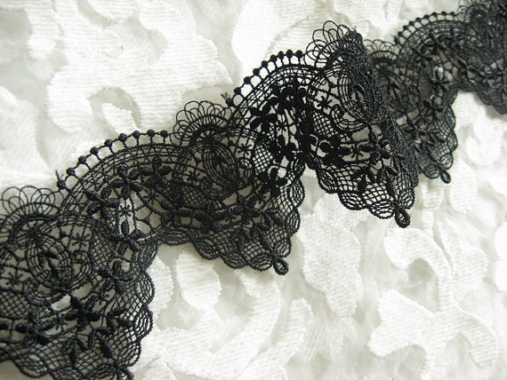 Black Lace Trim Venise Lace Trimblack Guipure Lace Trim - Etsy