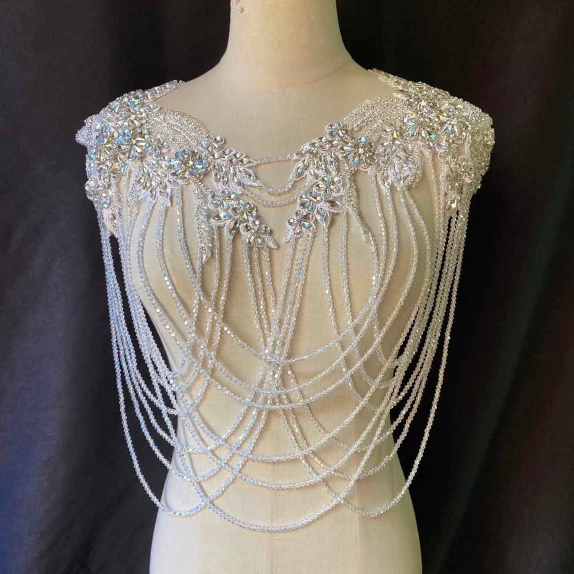Orange Rhinestone Cape With Chains for Costume, Body Jewelry With ...