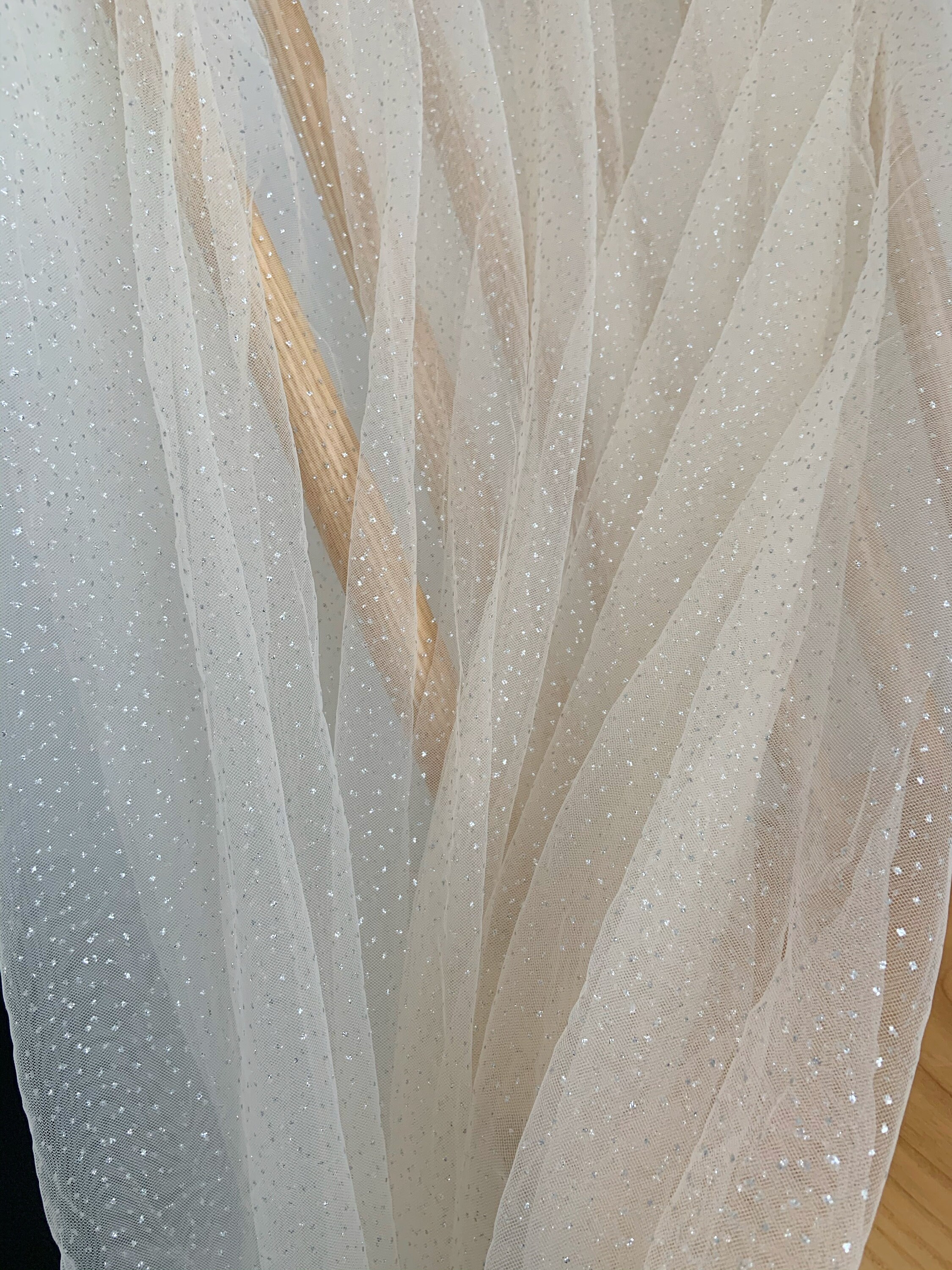 Light blue mesh lace fabric with glitters galaxy look well | Etsy