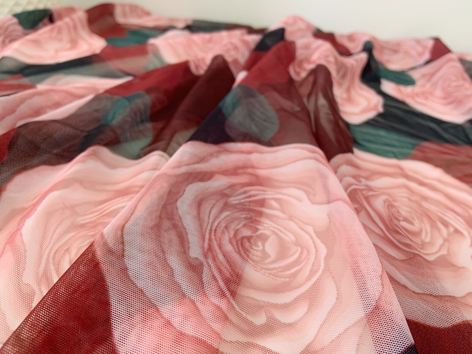 4 Way Stretch Tulle Fabric With Printed Flowers Power - Etsy