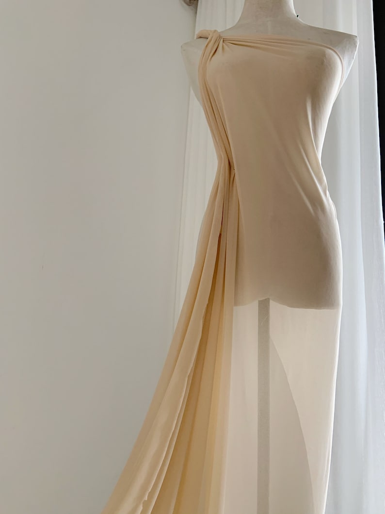 4 way stretch tulle fabric beige power stretchy mesh fabric | Etsy