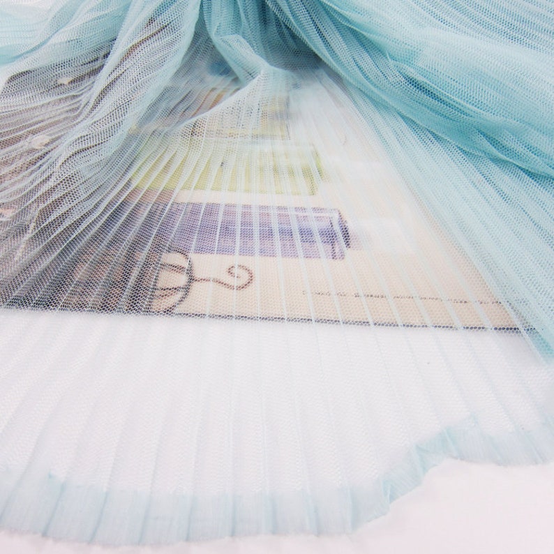 Green and Blue Pleated Tulle Fabric Accordion Pleated Mesh | Etsy