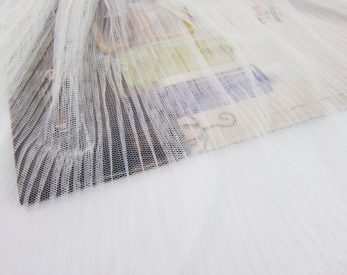 Blue Pleated Tulle Fabric Magic Color Laser Plisse Fabric Accordion ...