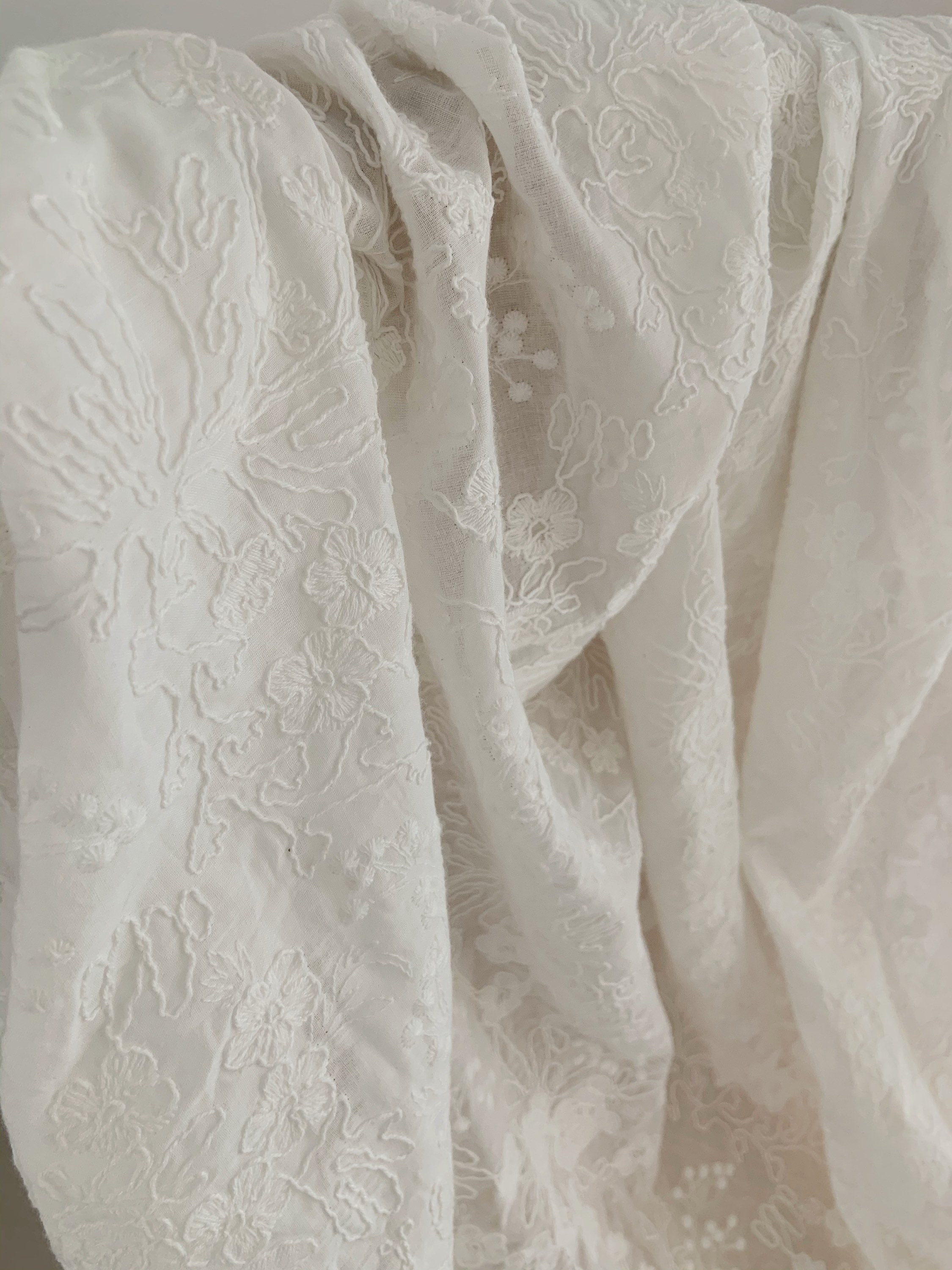 Cotton Lace Fabric With Guipure Embroidery , Cotton Embroidered Lace ...