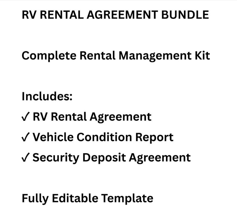 RV Rental Agreement Template Bundle | Editable Canva | Vehicle ...