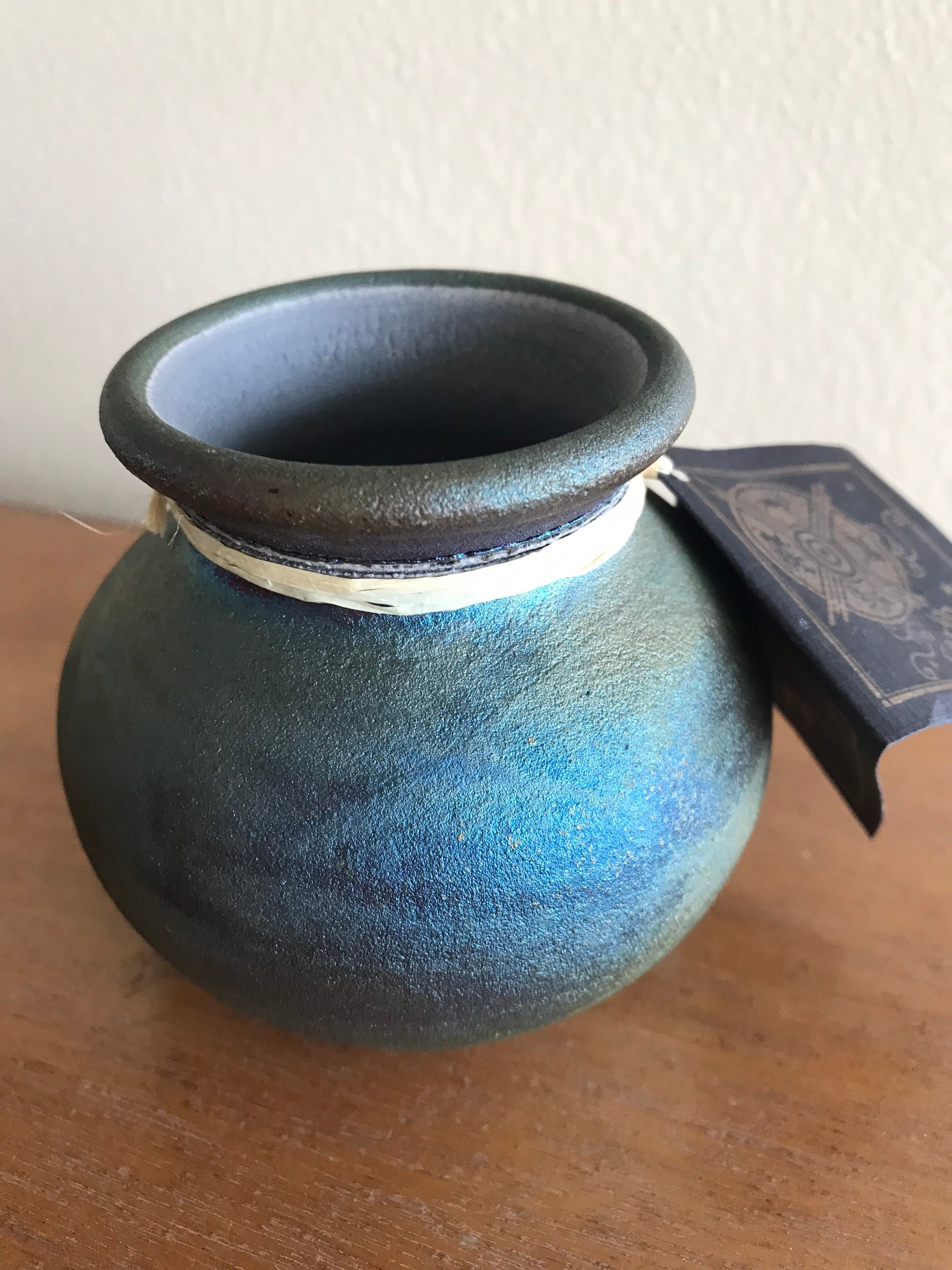 Jeremy Diller Raku Art Pottery Vase Bison / Buffalo Signed - Etsy