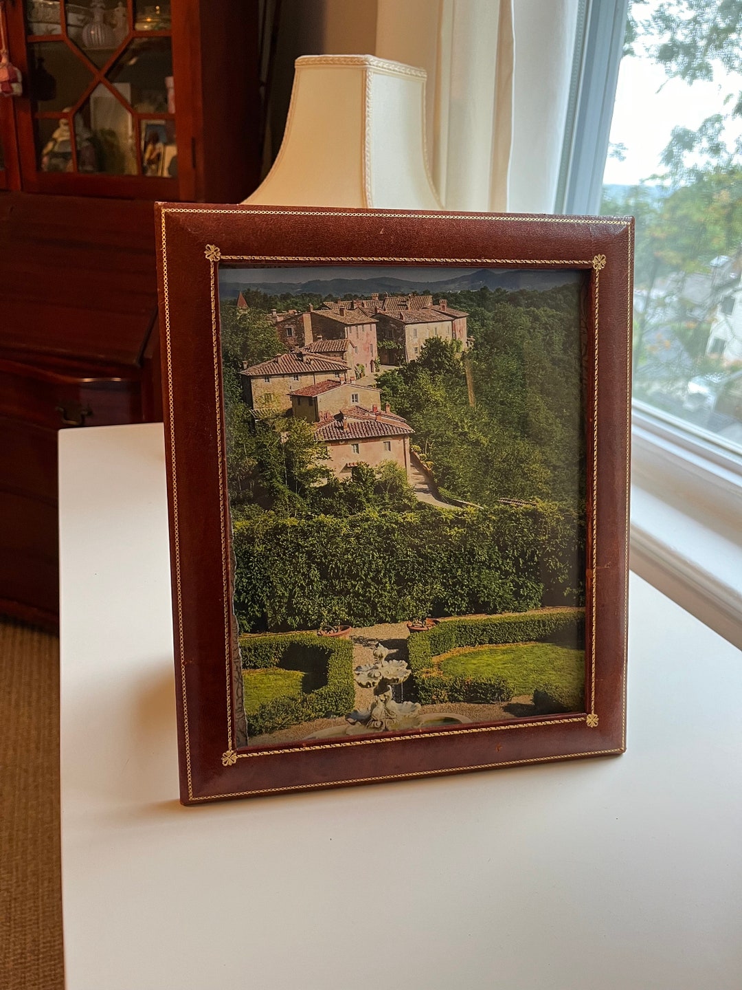 Vintage Gold Stamped Leather Picture Frame, 8 X 10 Easel Back Table to ...