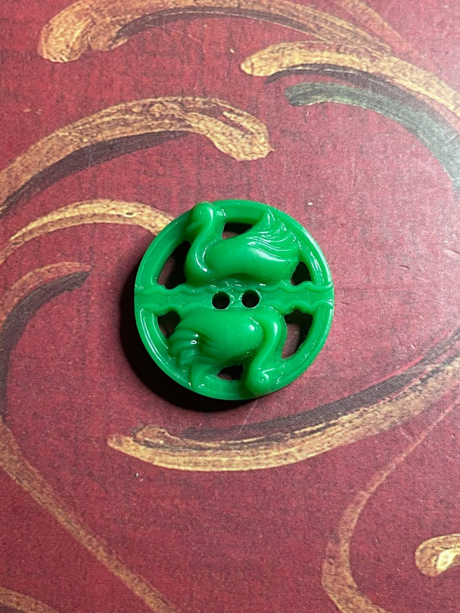 Vintage - Beautiful Pierced Swan Green Button - 7/8 In - Etsy