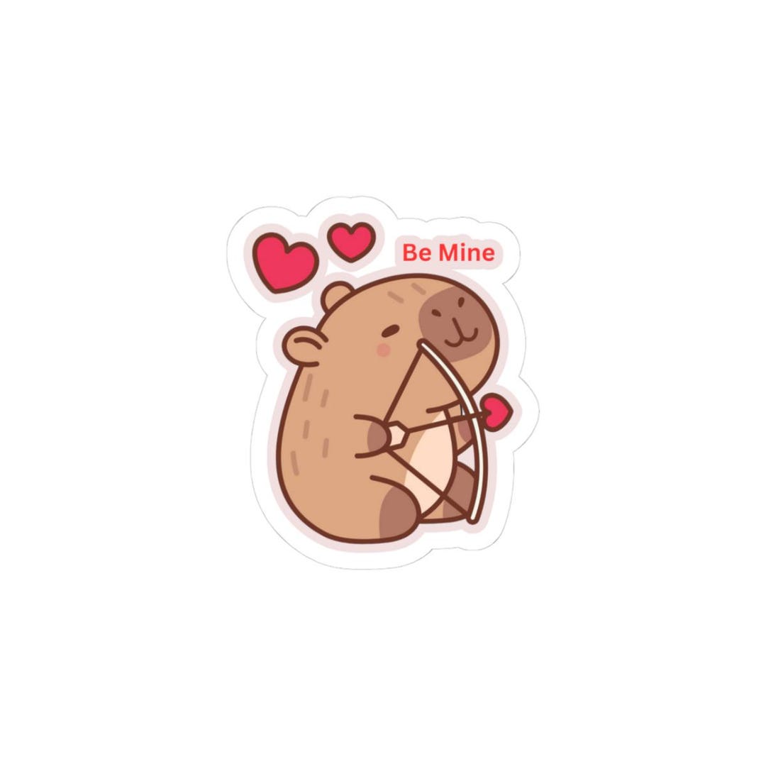 Cupid Capybara Kiss-cut Sticker | Be Mine Valentine Heart Sticker - Etsy