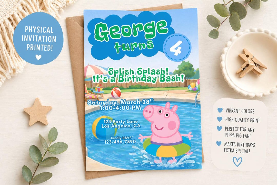 Toddler Pool Party Invitation, Pig Theme (digital Download) - Etsy UK