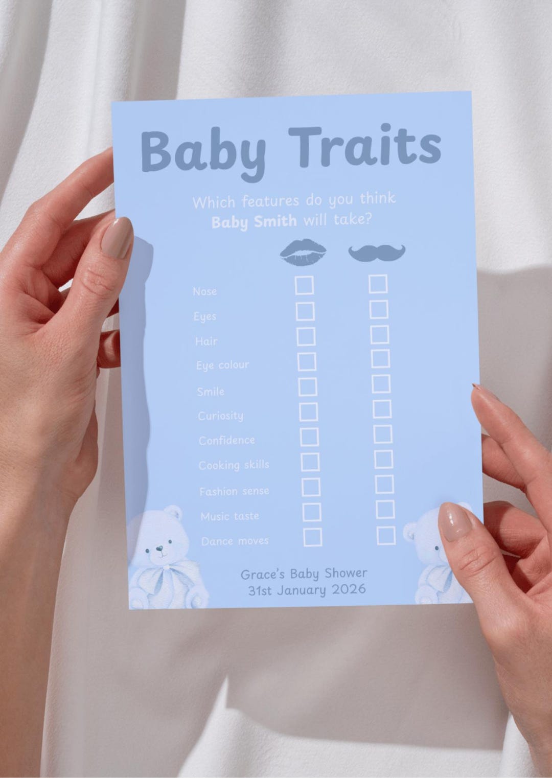 Baby Traits Game – Baby Shower Printable | Editable Digital Download ...
