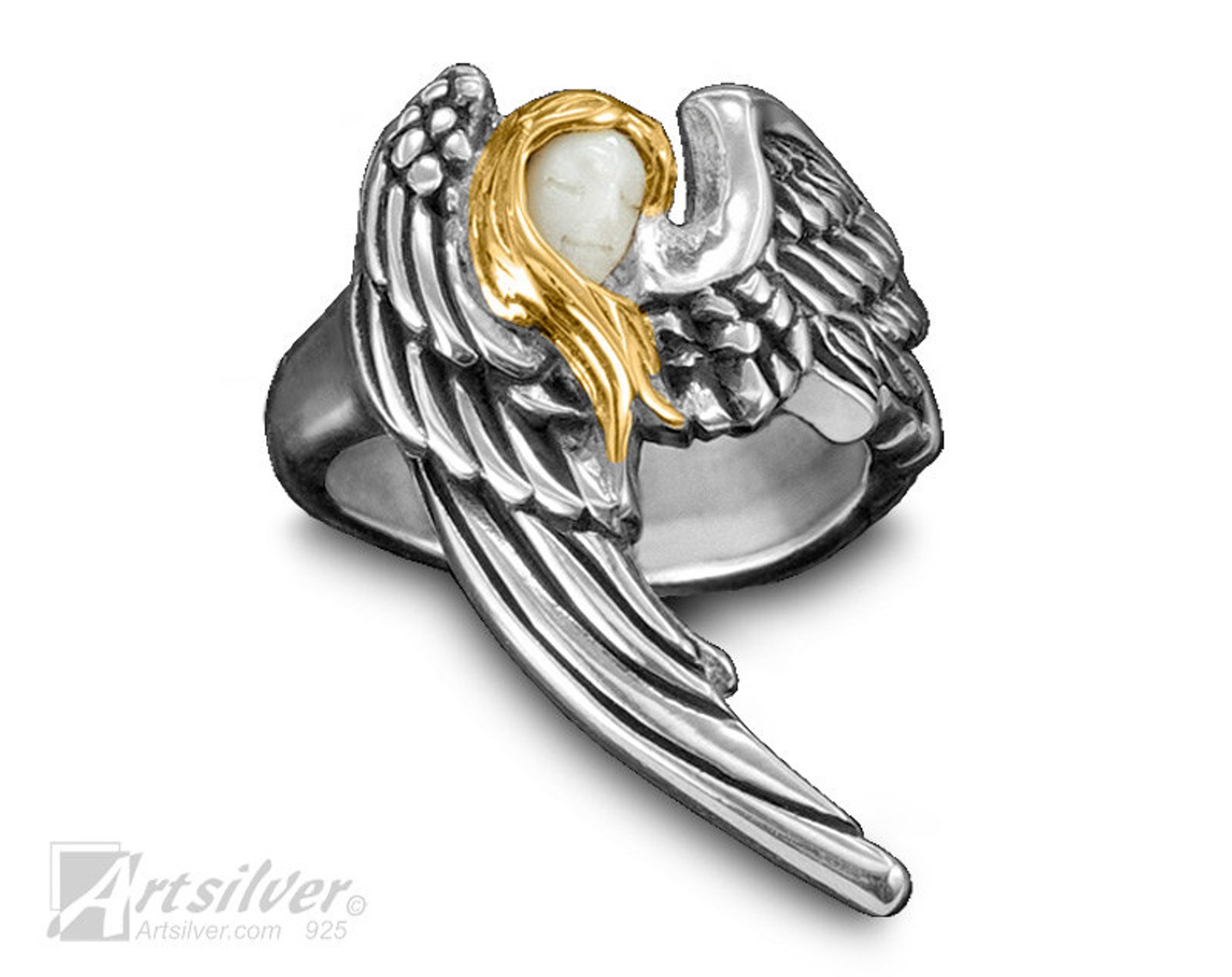 Winged Angel Ring. Angel Wing Ring. Sterling Silver Winged Angel ...