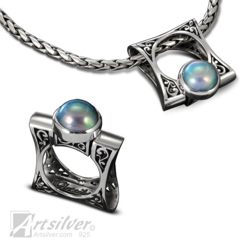 Silver Pearl Pendant Ring. Silver Pearl Pendant. Changeable - Etsy