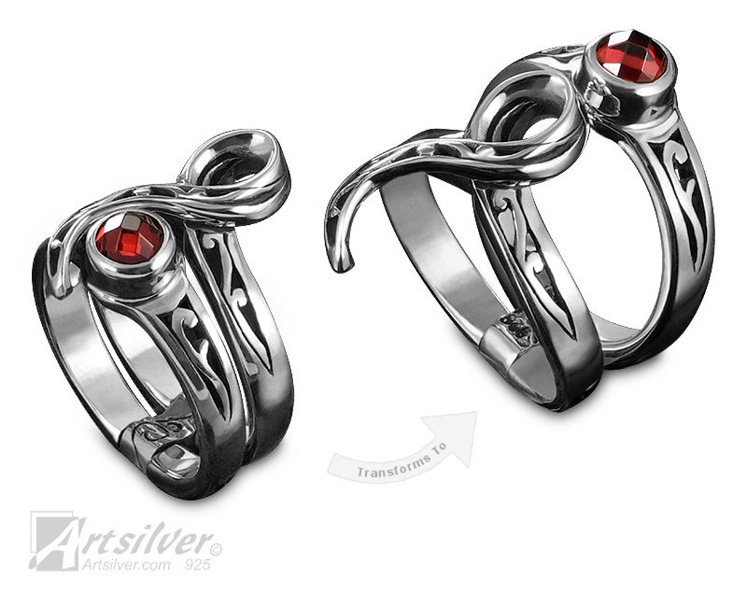 Art Silver Ring Solid Sterling Silver. Multiform Gem Stone Ring That ...
