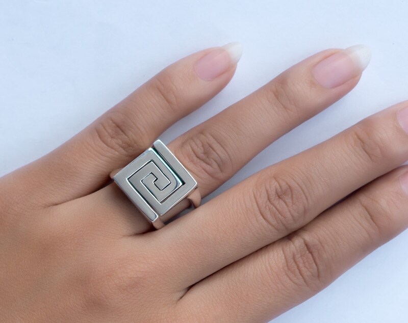 Greek Key Ring. Meander, Meandros, Greek Fret Pattern Ring ...