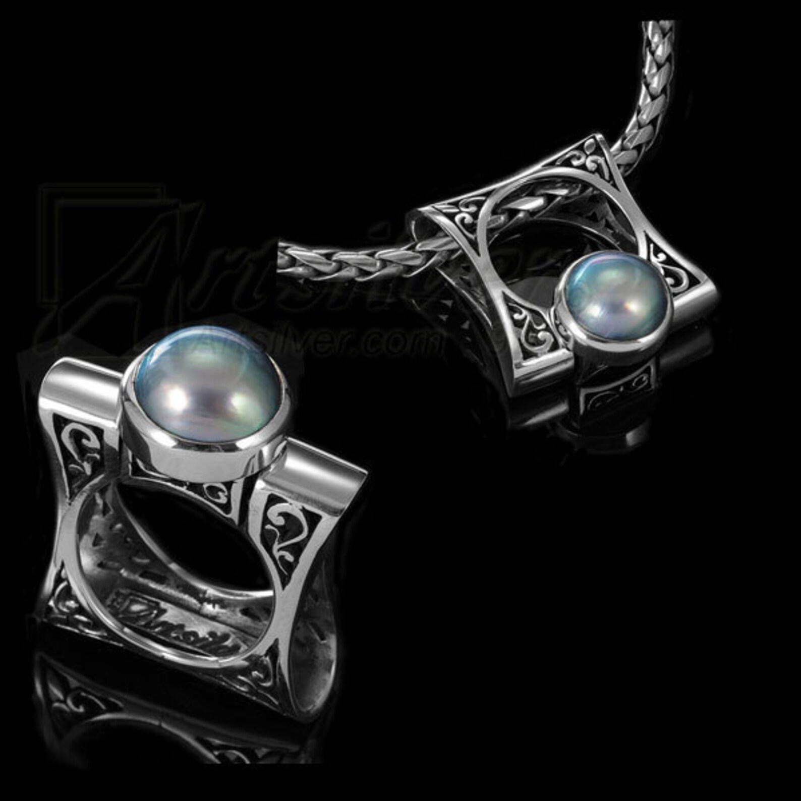 Silver Pearl Pendant Ring. Silver Pearl Pendant. Changeable - Etsy