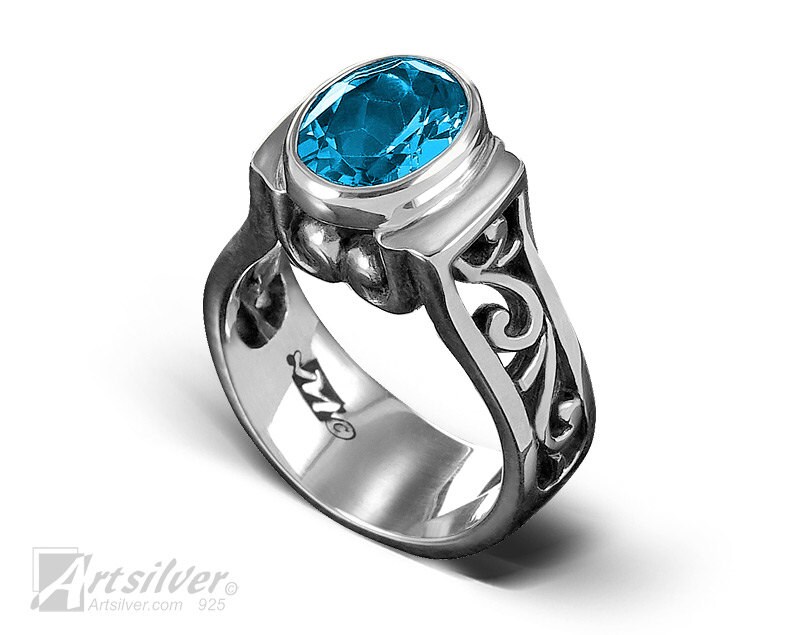 Semi Precious Gemstones Ring for Her. Sterling Silver Ring Set With ...