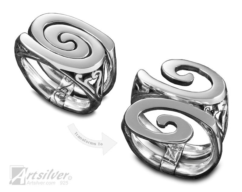 Transformable Sterling Silver Ring Multiform Swirl Interlocking ...