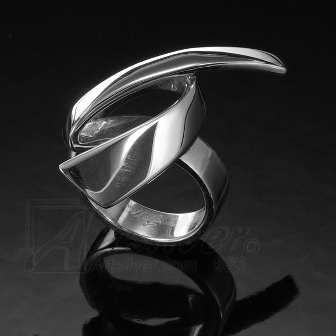 Stylish Modern Ladies Ring. Women's Ring in Solid Sterling Silver KS233 ...
