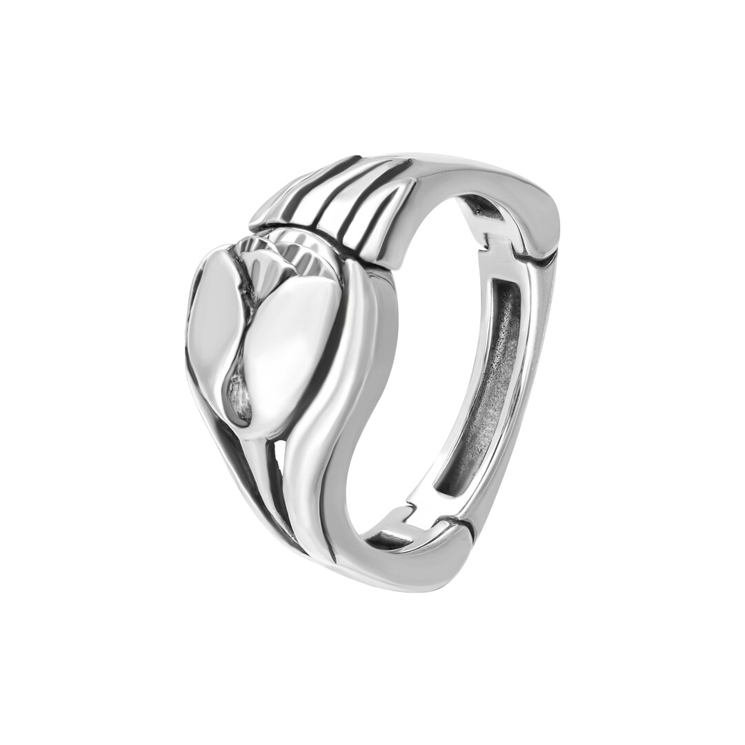 Tulip Flower Ring | Hinged Sterling Silver for Arthritis | Large ...