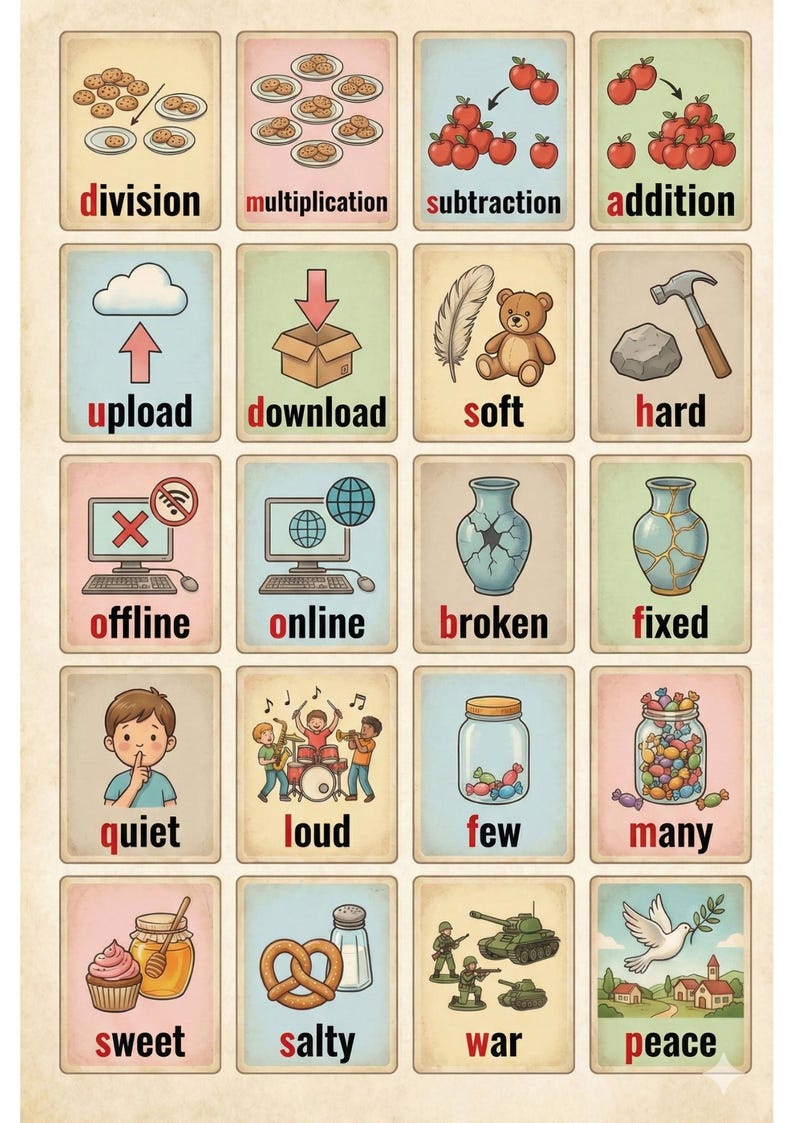 Opposites Matching Flashcards - Etsy