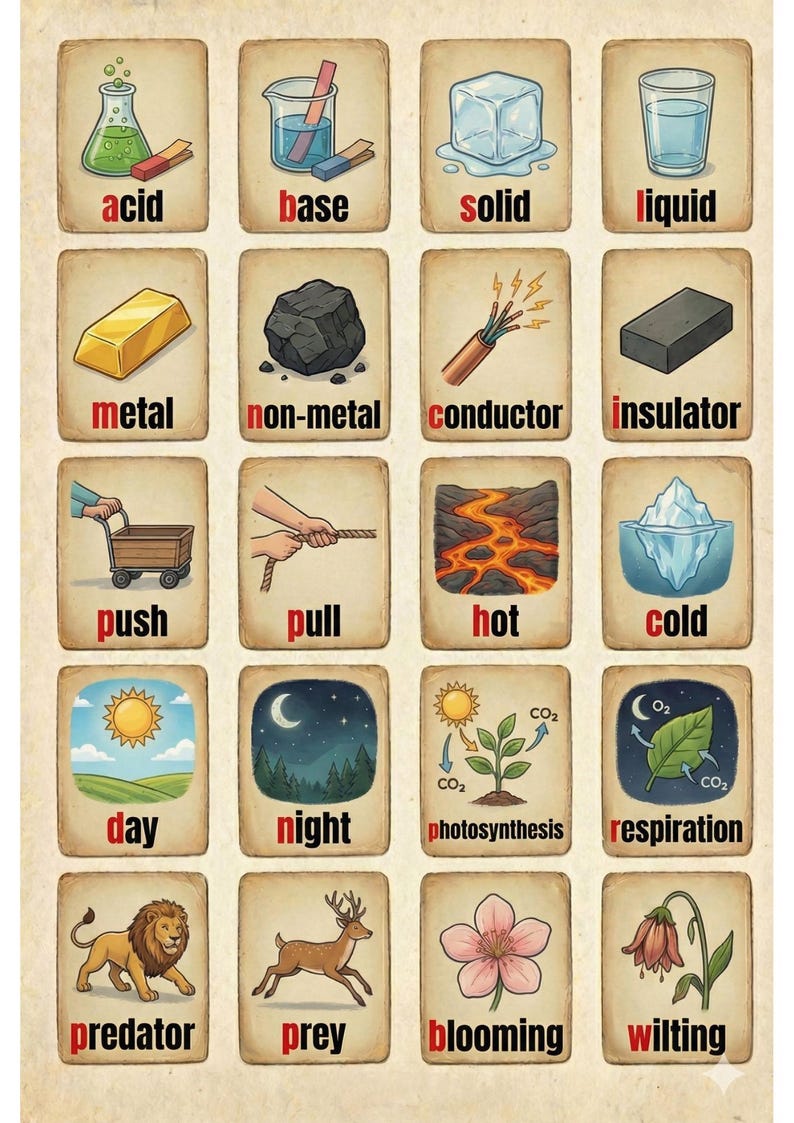 Opposites Matching Flashcards - Etsy