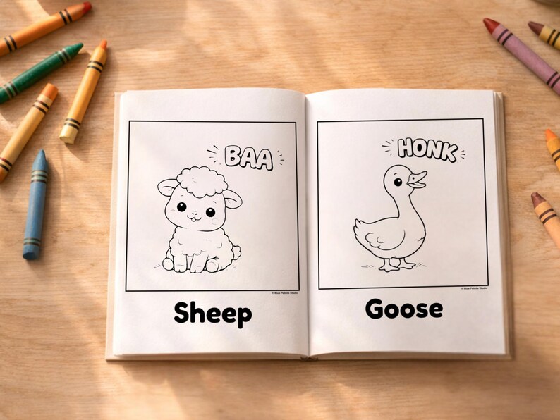 Farm Animals & Their Sounds – Printable Coloring Pages for Kids - Etsy