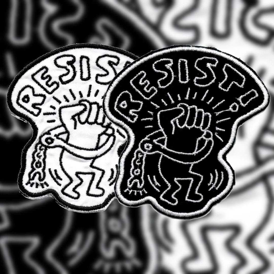 Keith Haring “resist” Inspired Iron-on Patch Pop Art Embroidered Patch ...