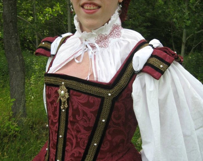 Ladies' Elizabethan Embroidered White Linen Partlet Blouse - Etsy