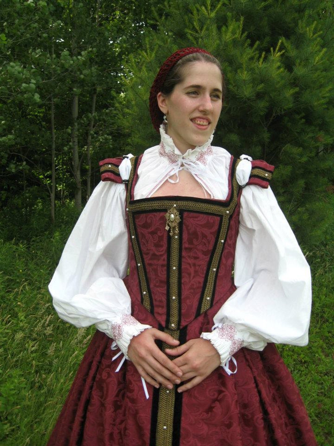 Ladies' Elizabethan Embroidered White Cotton Partlet Blouse - Etsy