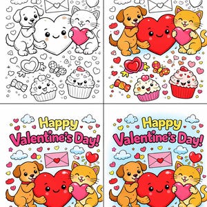 Kids Valentine's Day Coloring Book | Animal & Dinosaur (digital ...