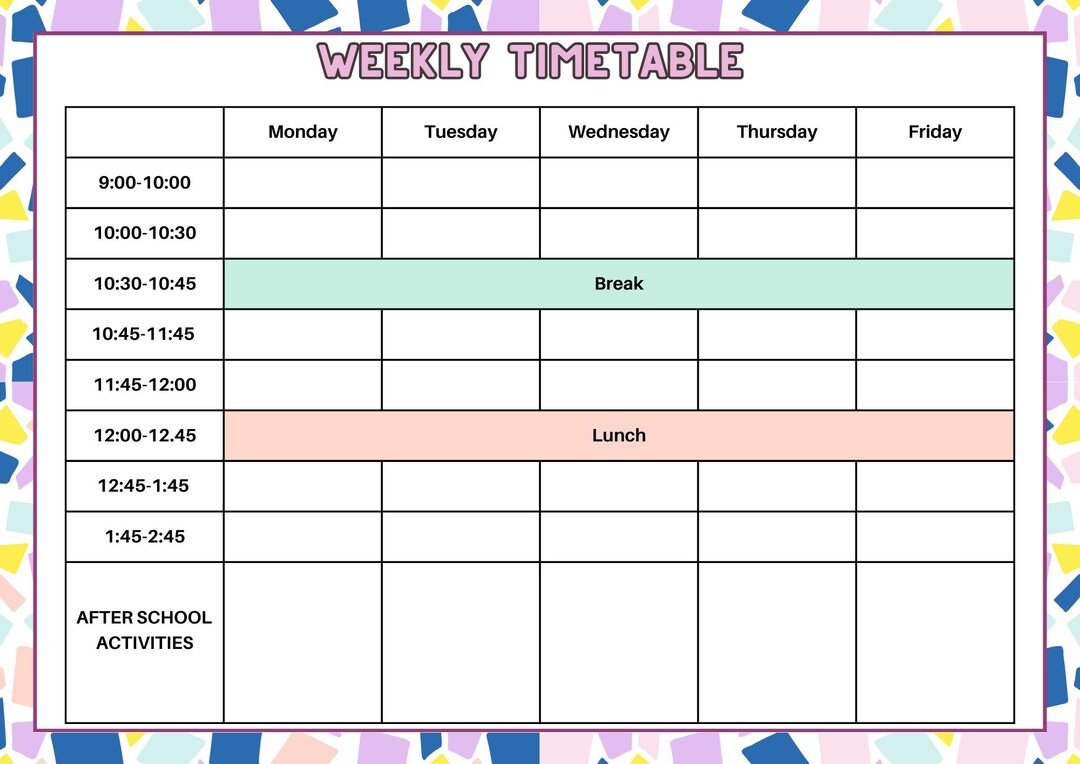 Editable Home Education Weekly Timetables | Homeschool Printable ...