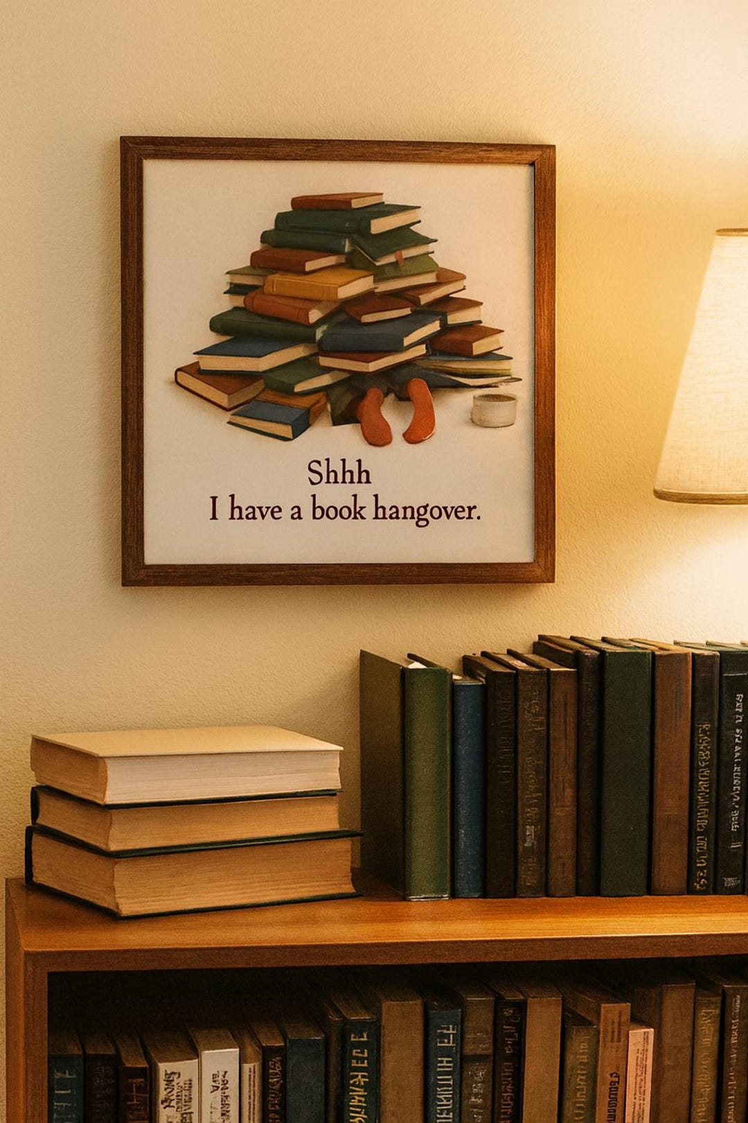 Book Hangover Art Print, Funny Reader Gift, Bibliophile Wall Decor ...