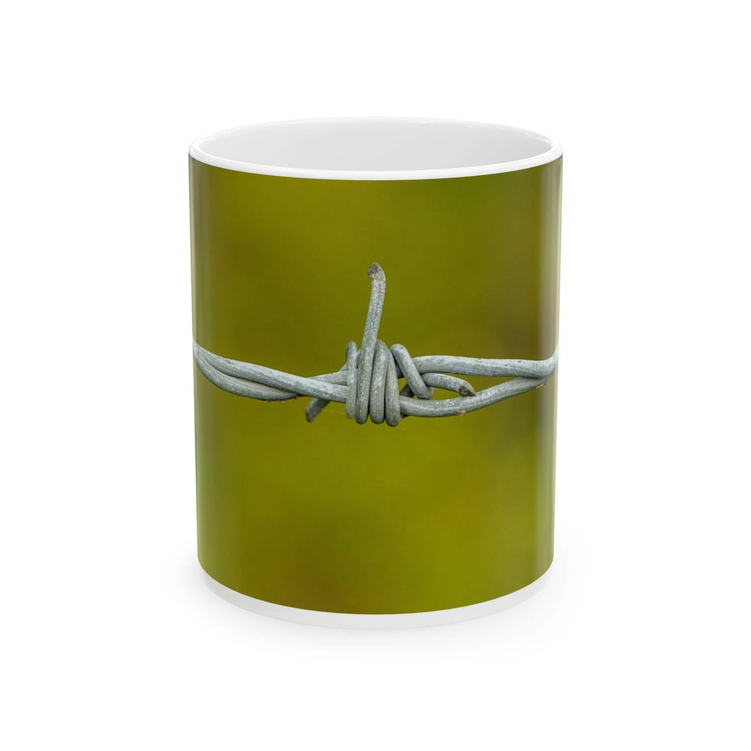Barbed Wire Photo Mug | Rustic Fence Ceramic Mug - Etsy