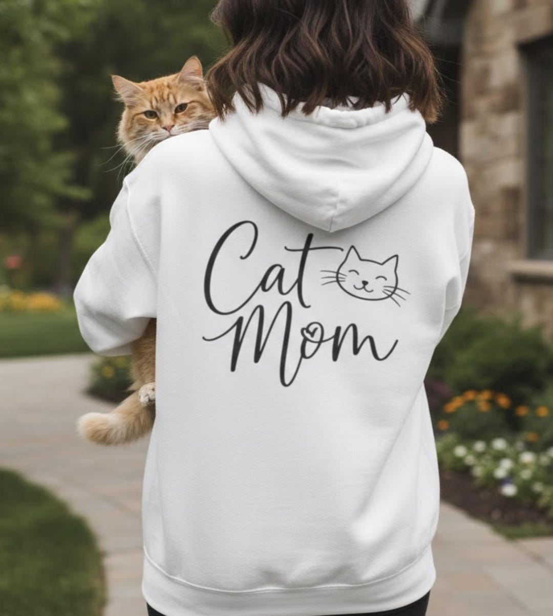 Cat Mom Hoodie | Cat Face Script Sweatshirt - Etsy