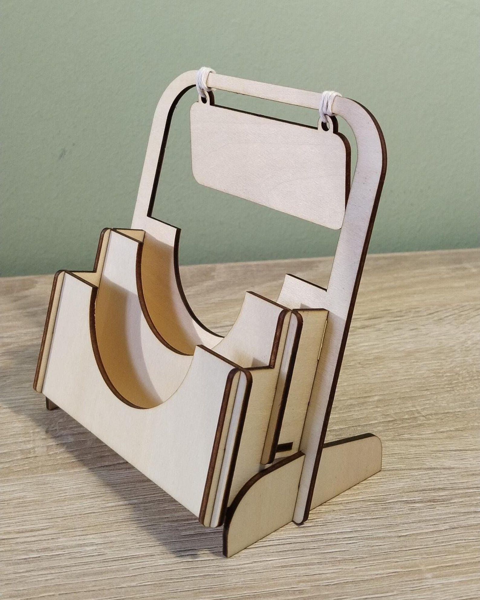 Laser Cut Wooden Two Tier Business Card Holder SVG - Double Desk Card ...