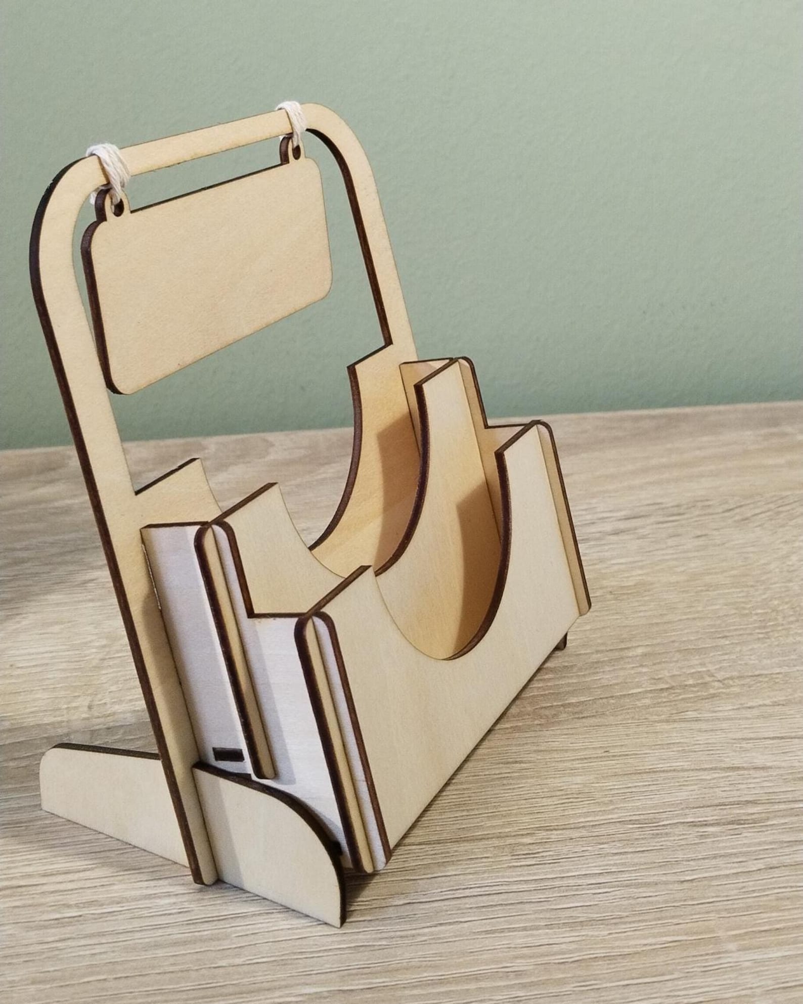 Laser Cut Wooden Two Tier Business Card Holder SVG - Double Desk Card ...