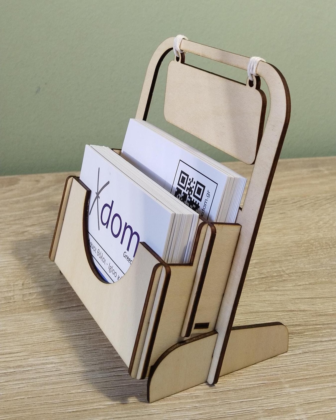 Laser Cut Wooden Two Tier Business Card Holder SVG - Double Desk Card ...