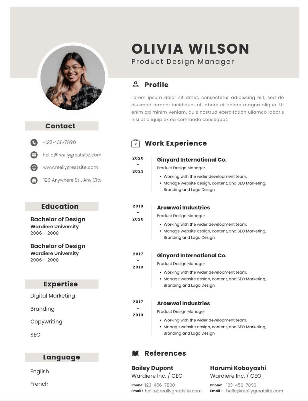 Editable Resume Canva Template | Professional & Clean | Works With Free ...
