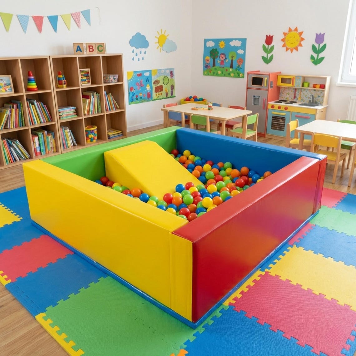 Indoor Ball Pit , Soft Play Ball Pit, Toddler Sensory Play Area, Padded ...