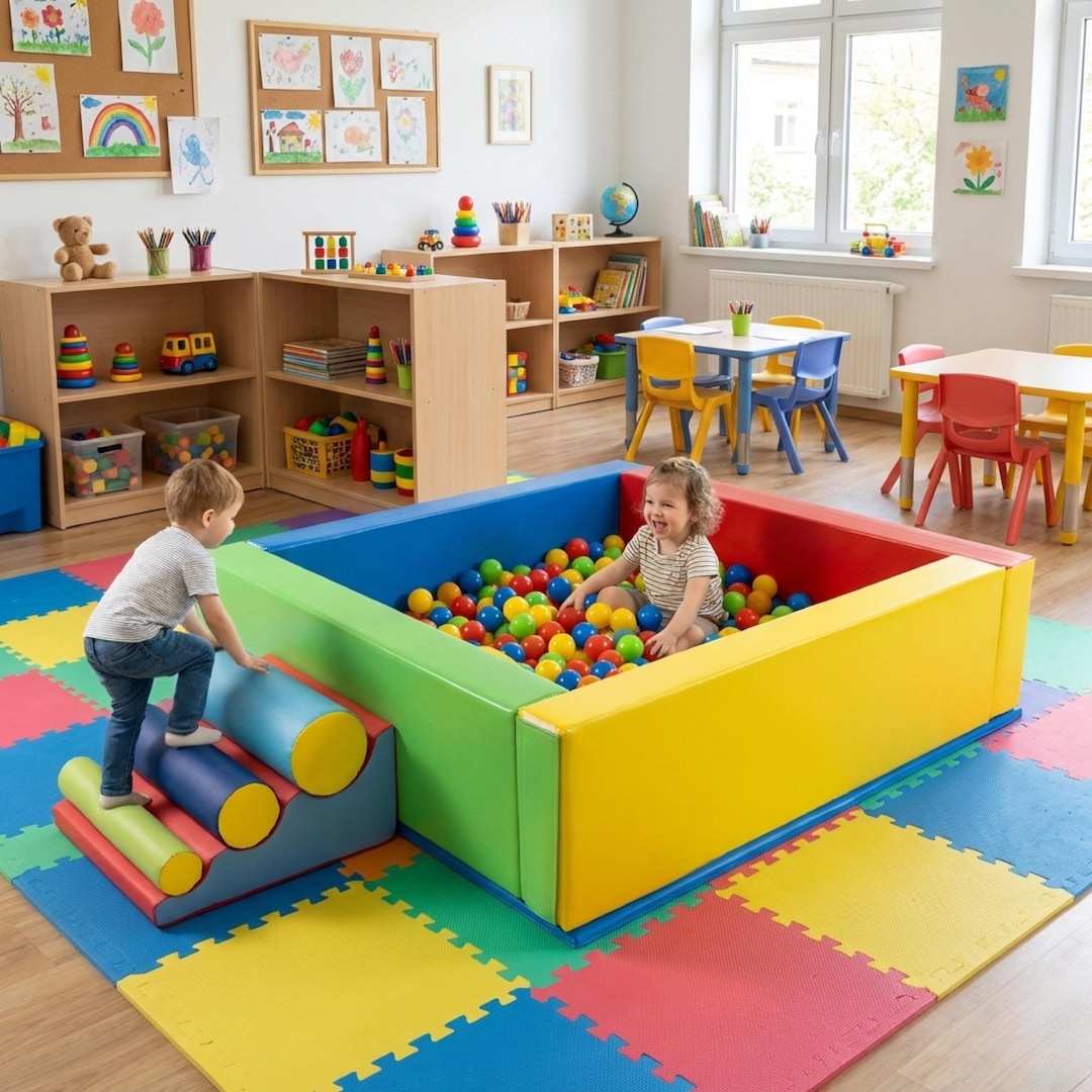 Indoor Ball Pit , Soft Play Ball Pit, Toddler Sensory Play Area, Padded ...