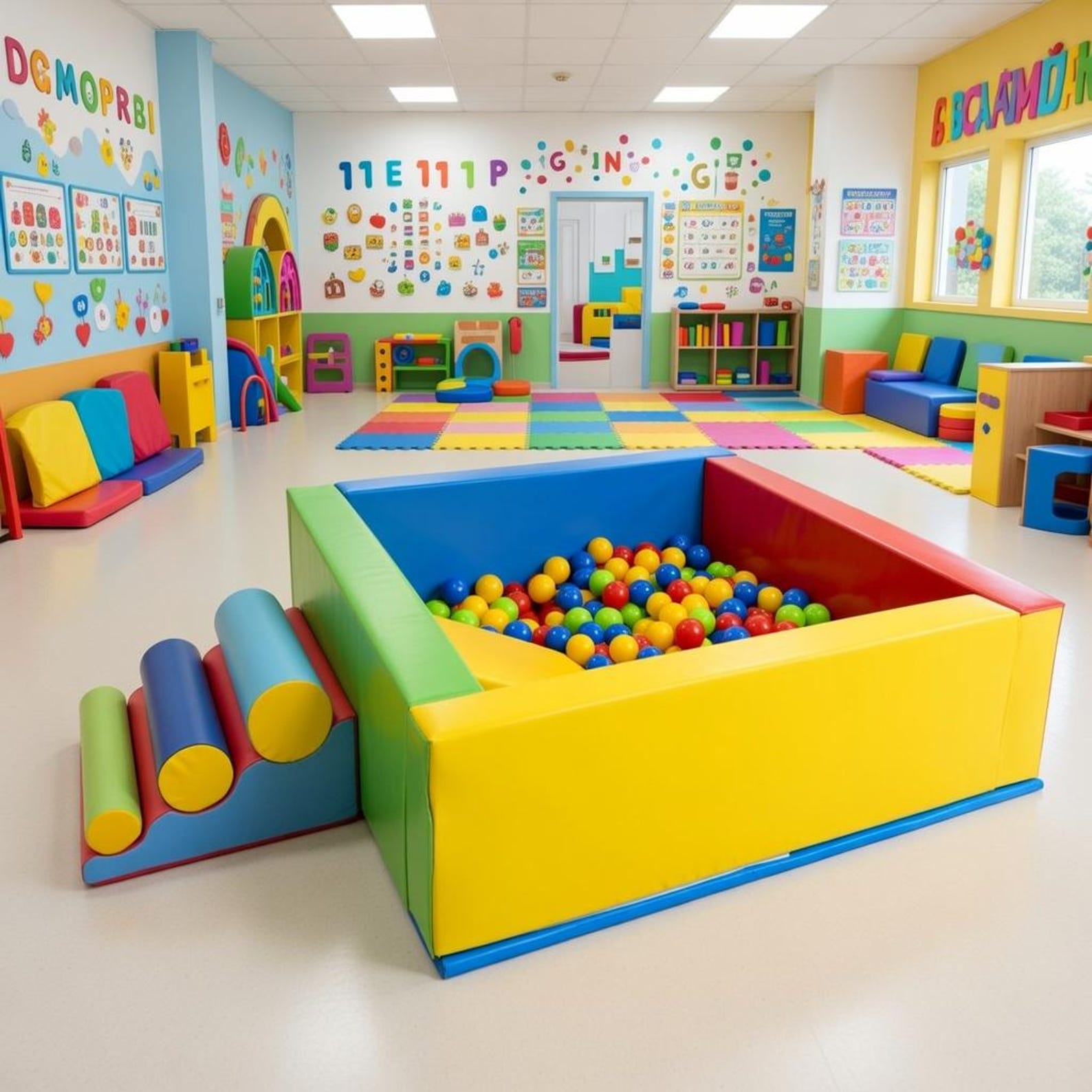 Indoor Ball Pit , Soft Play Ball Pit, Toddler Sensory Play Area, Padded ...