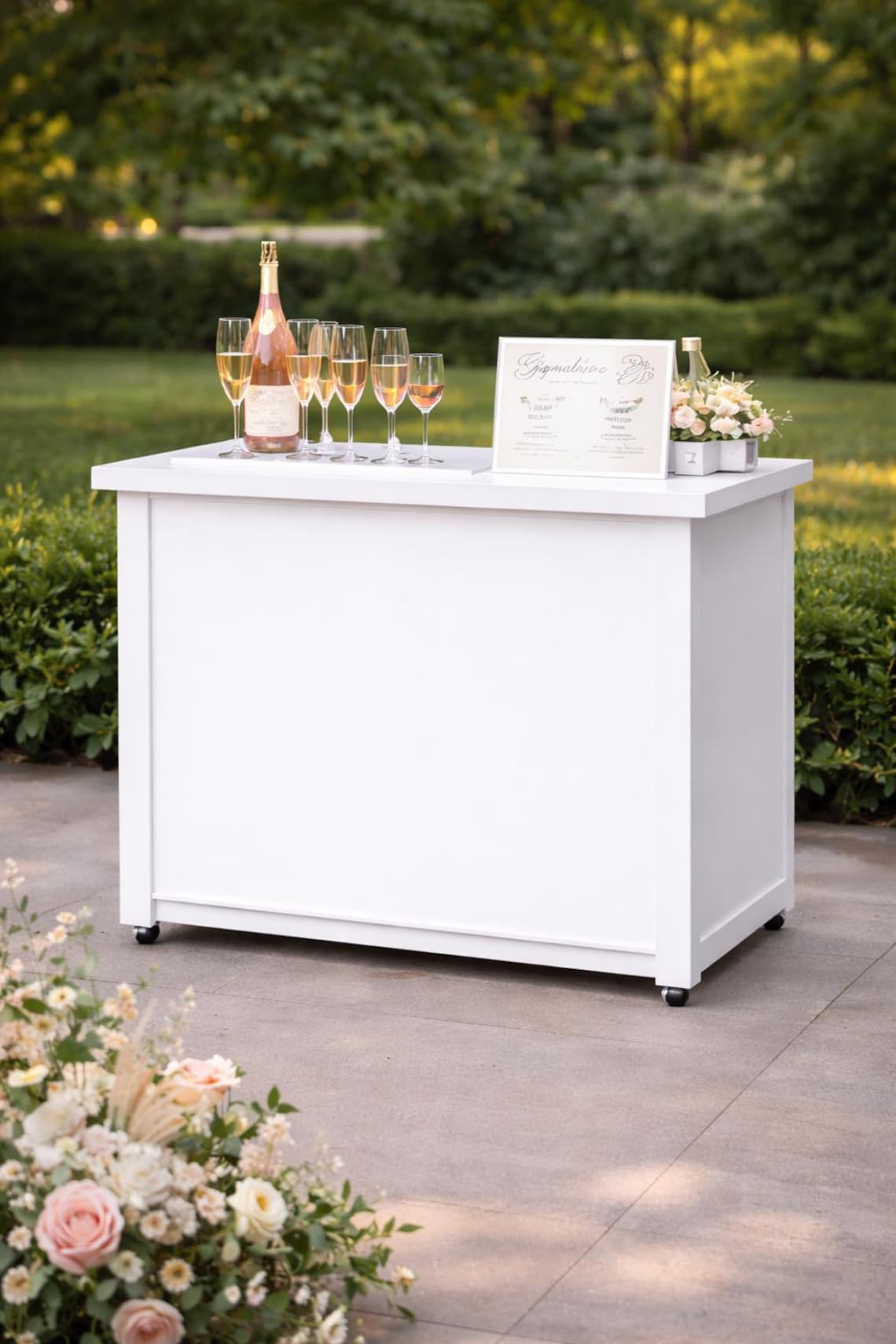 Custom Wooden Mobile Bar for Events | Portable Bar Cart for Weddings ...