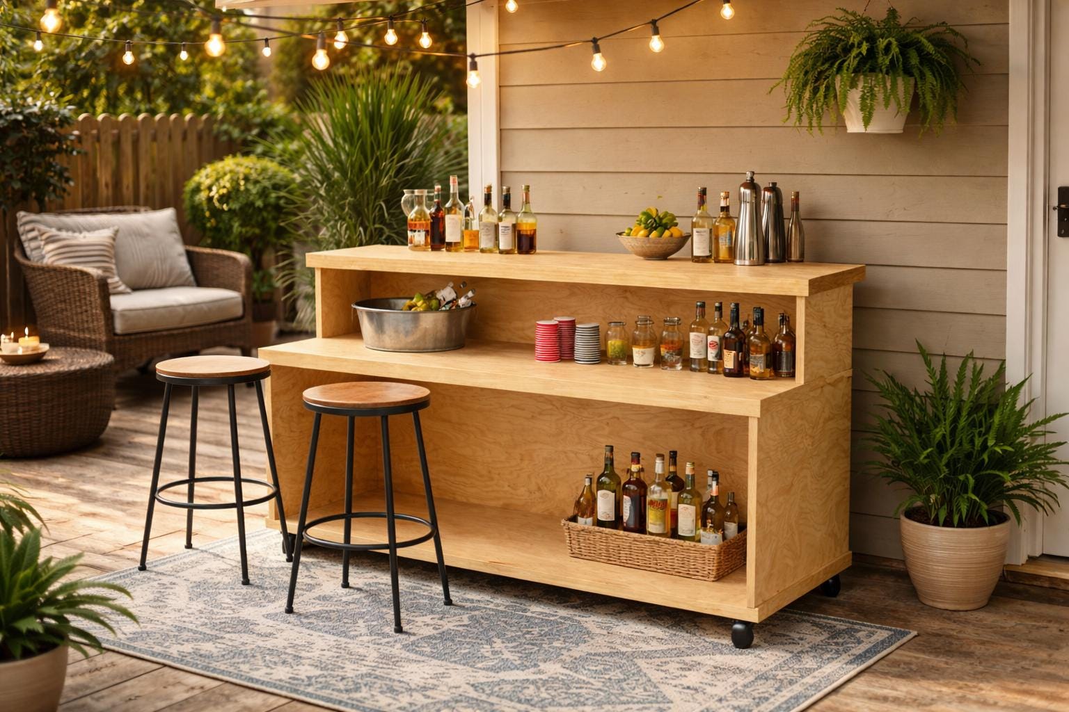 Custom Wooden Mobile Bar Cart for Events, Weddings, Parties, Brand ...