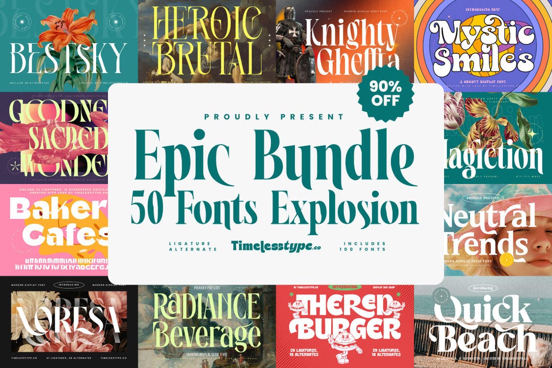 Epic Bundle 50 Fonts Explosion - Modern Branding - Elegant & Stylish ...