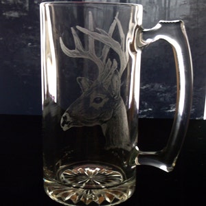 Buck Head Beer Mug Custom Glassware Buck Head White Tail Deer Large ...