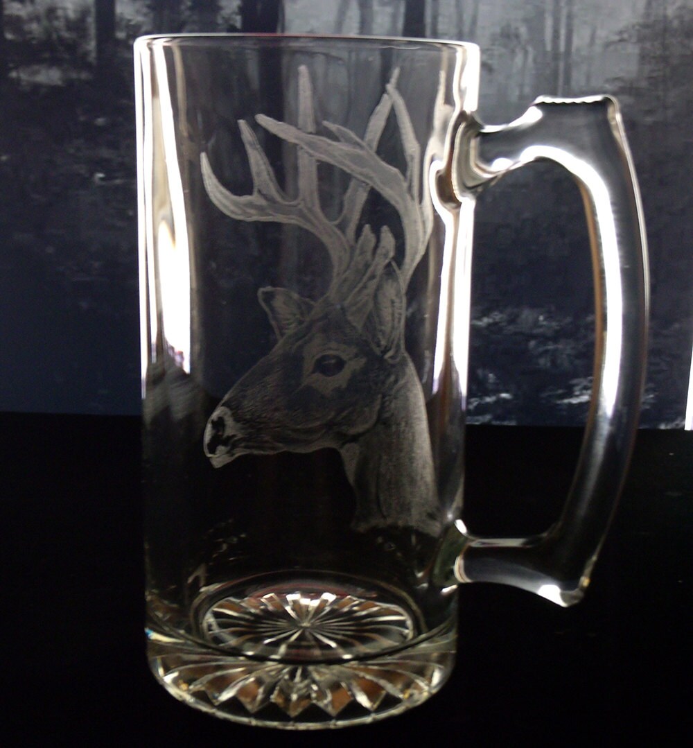 Hand Engraved Deer Mug Set: Rustic Barware Gift - Etsy