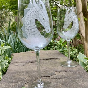 Dragon Wine Glasses Etched Engraved Glassware Dragon Wine Glasses ...