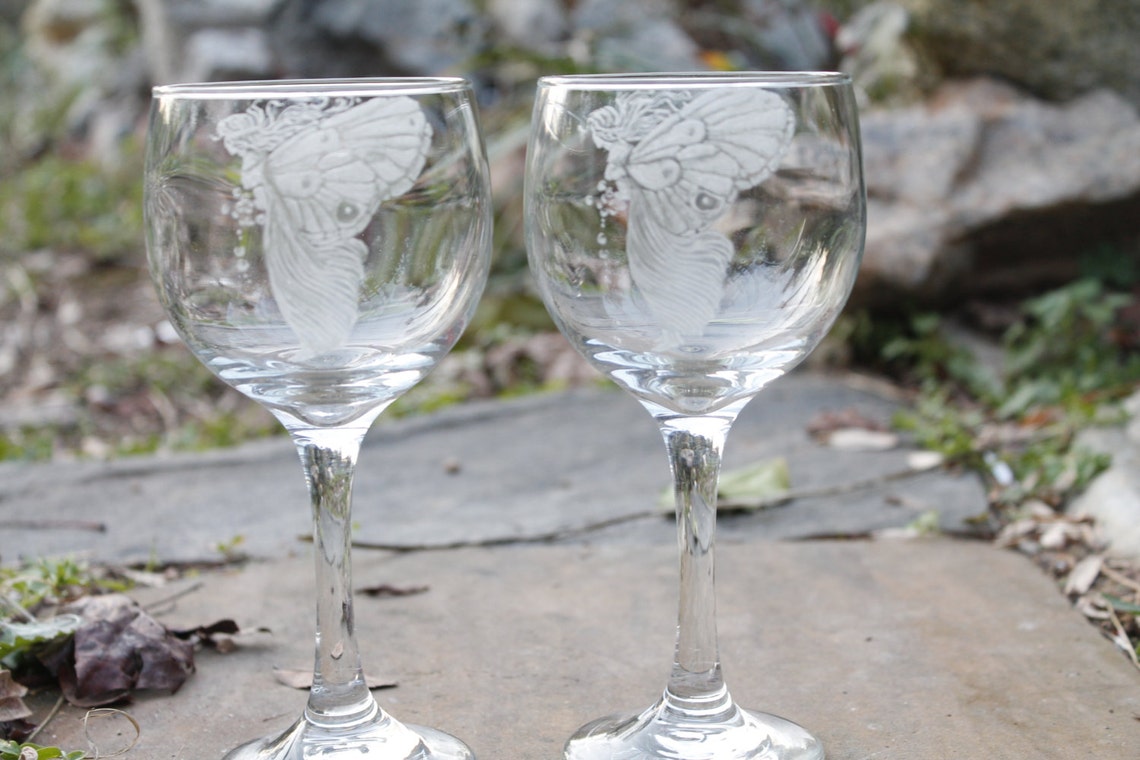 Hand Engraved Fairy Glassware Stemware Custom Etched - Etsy
